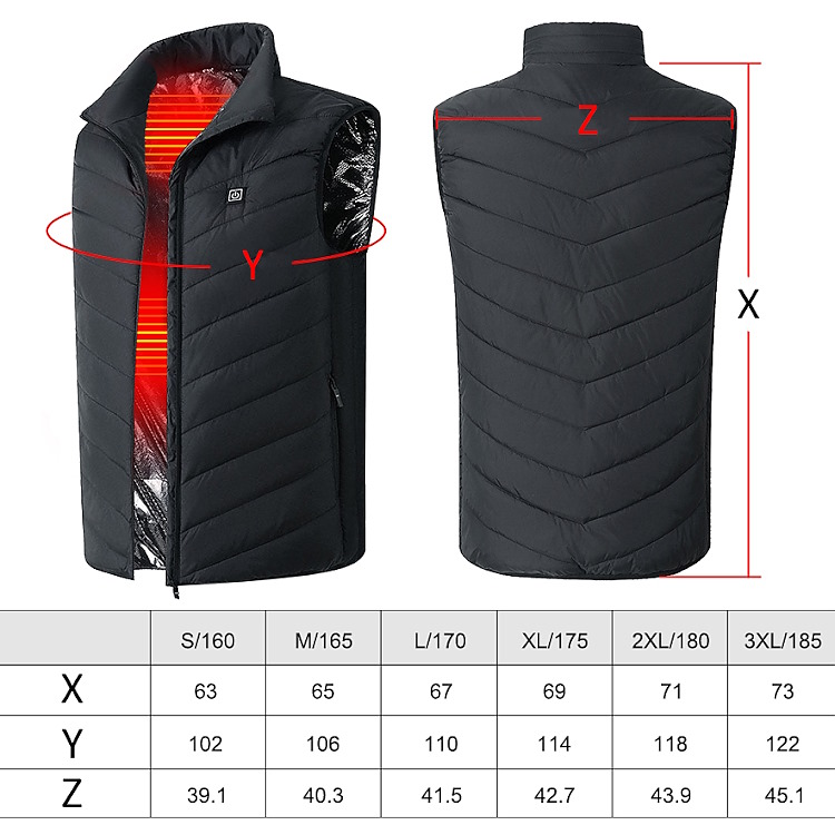 Жилет с системой подогрева (9 элементов) черный| купить в магазине VGROTE